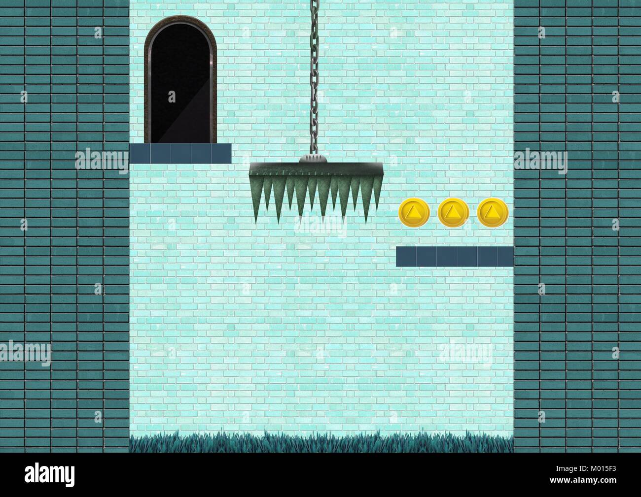 Computer Game Level with coins and traps Stock Photo - Alamy