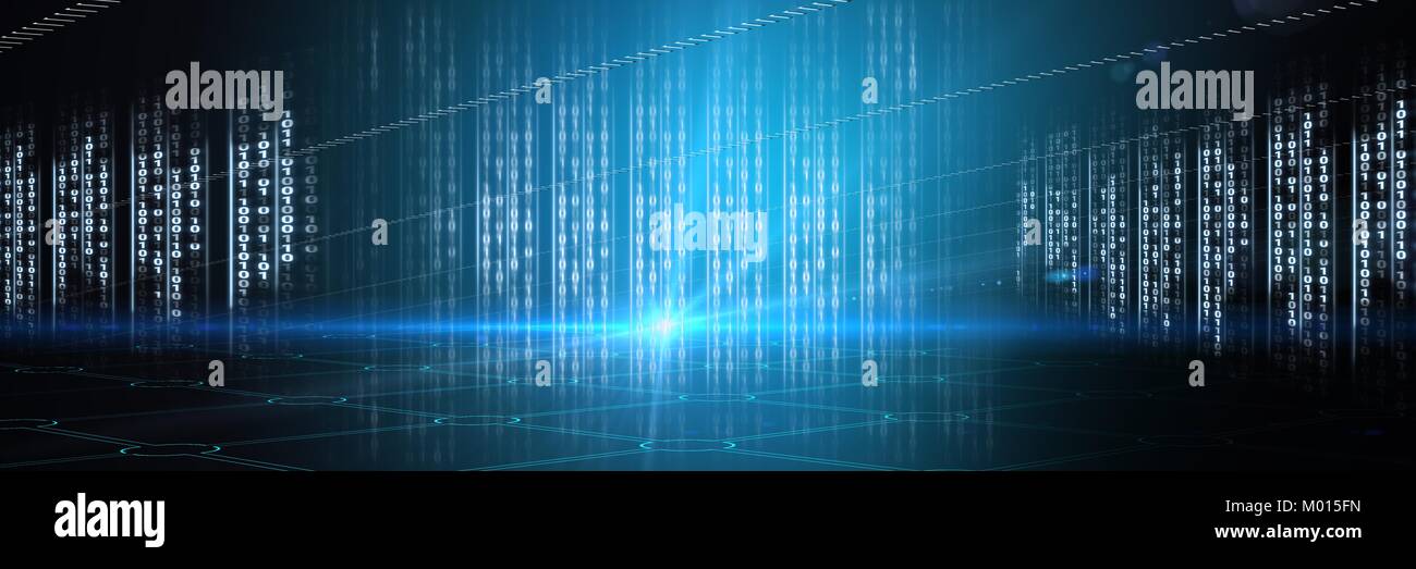 Code binary interface and blue background Stock Photo - Alamy