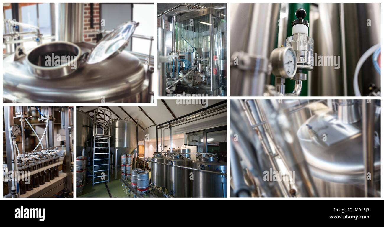 brewery factory collage Stock Photo - Alamy