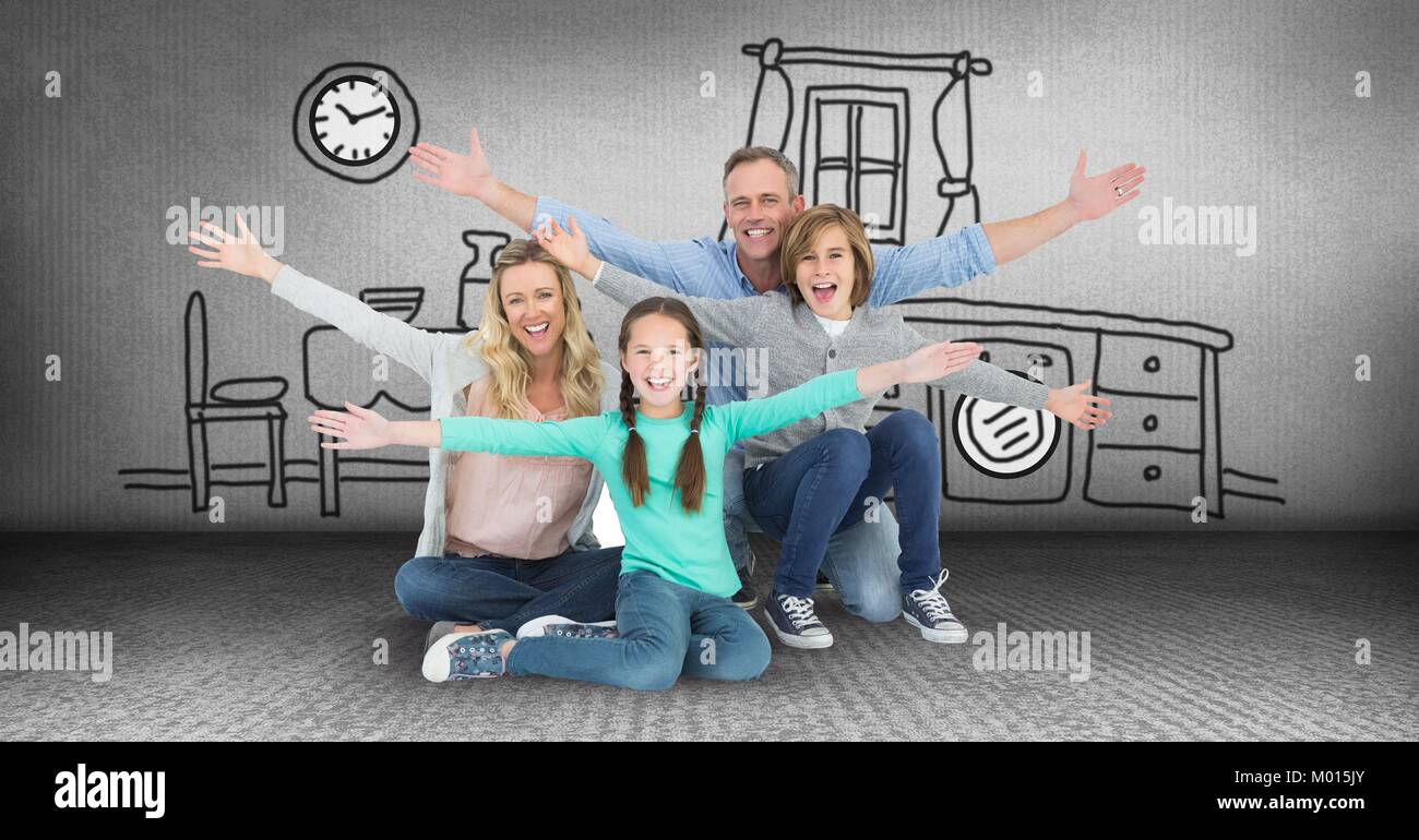 Family having fun at home Stock Photo - Alamy