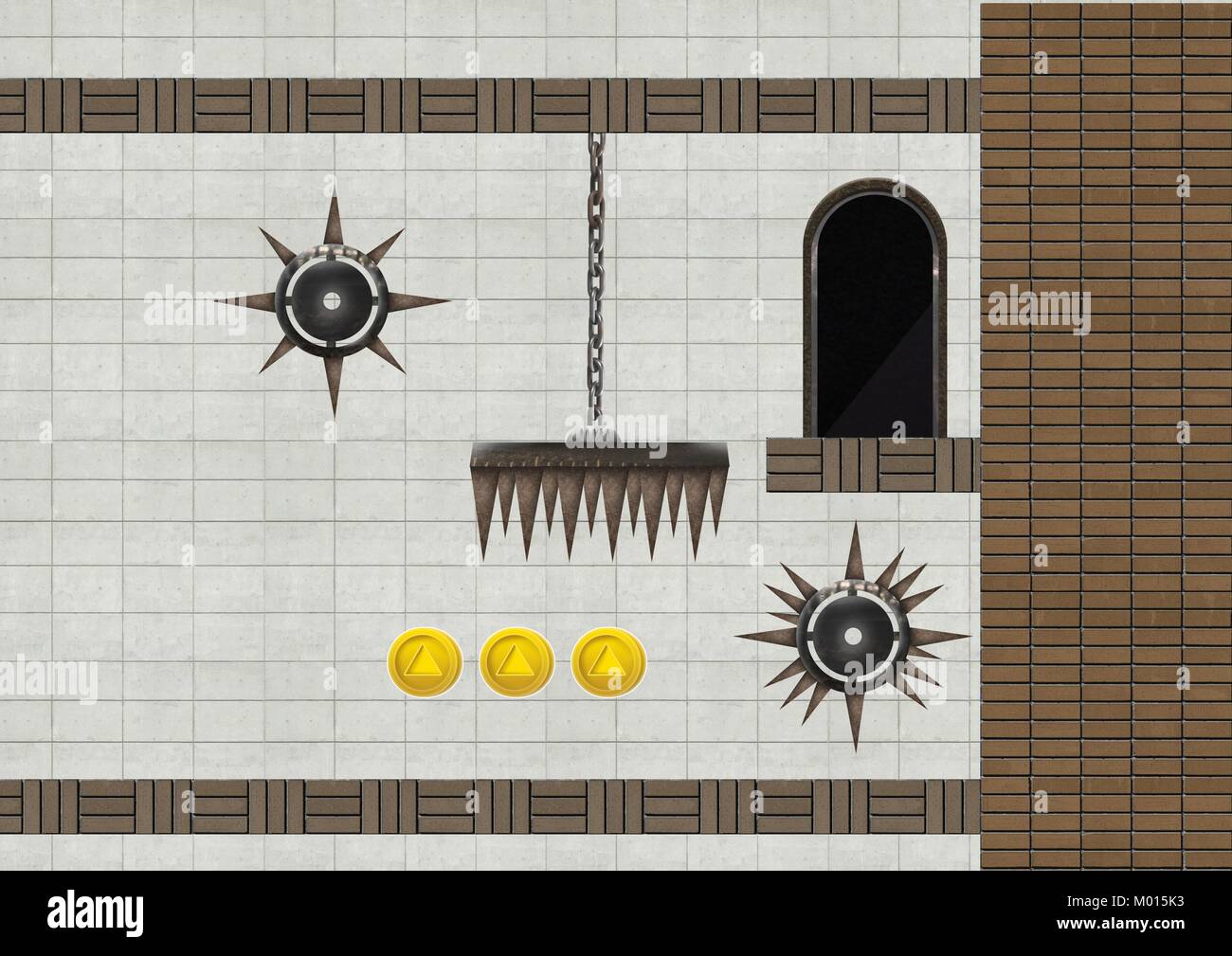 Computer Game Level with traps and coins Stock Photo - Alamy