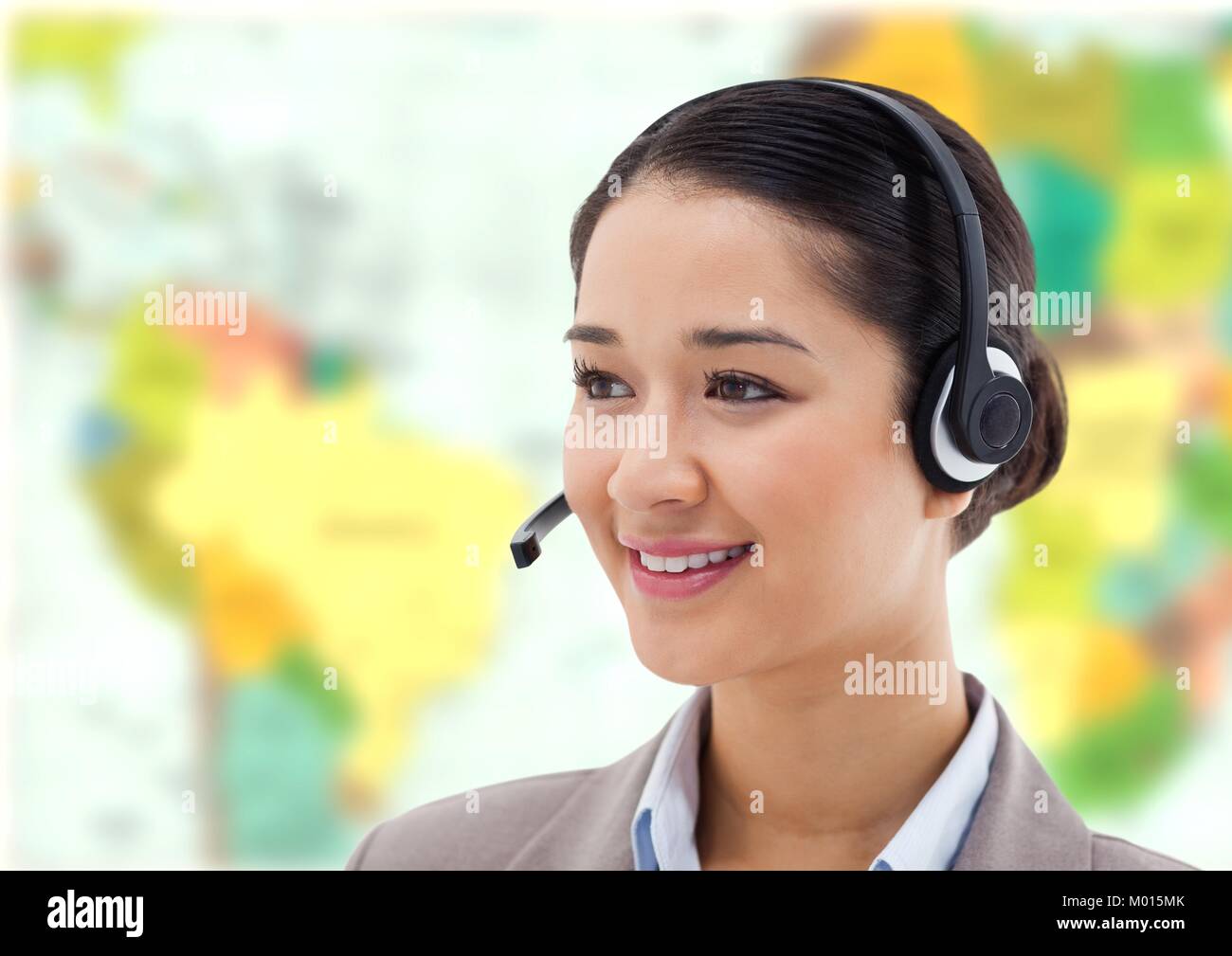 Woman wearing headset hi-res stock photography and images - Alamy