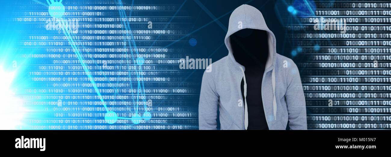 Anonymous hacker with computer code binary interface Stock Photo - Alamy