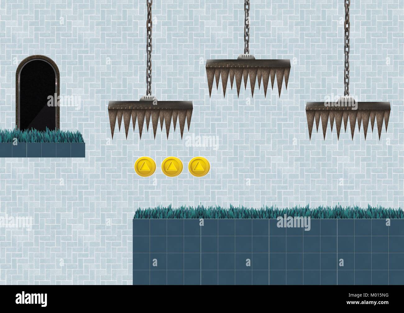 Computer Game Level with coins and traps Stock Photo - Alamy