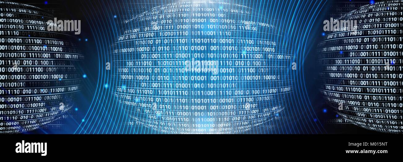 Code binary interface and blue background Stock Photo - Alamy