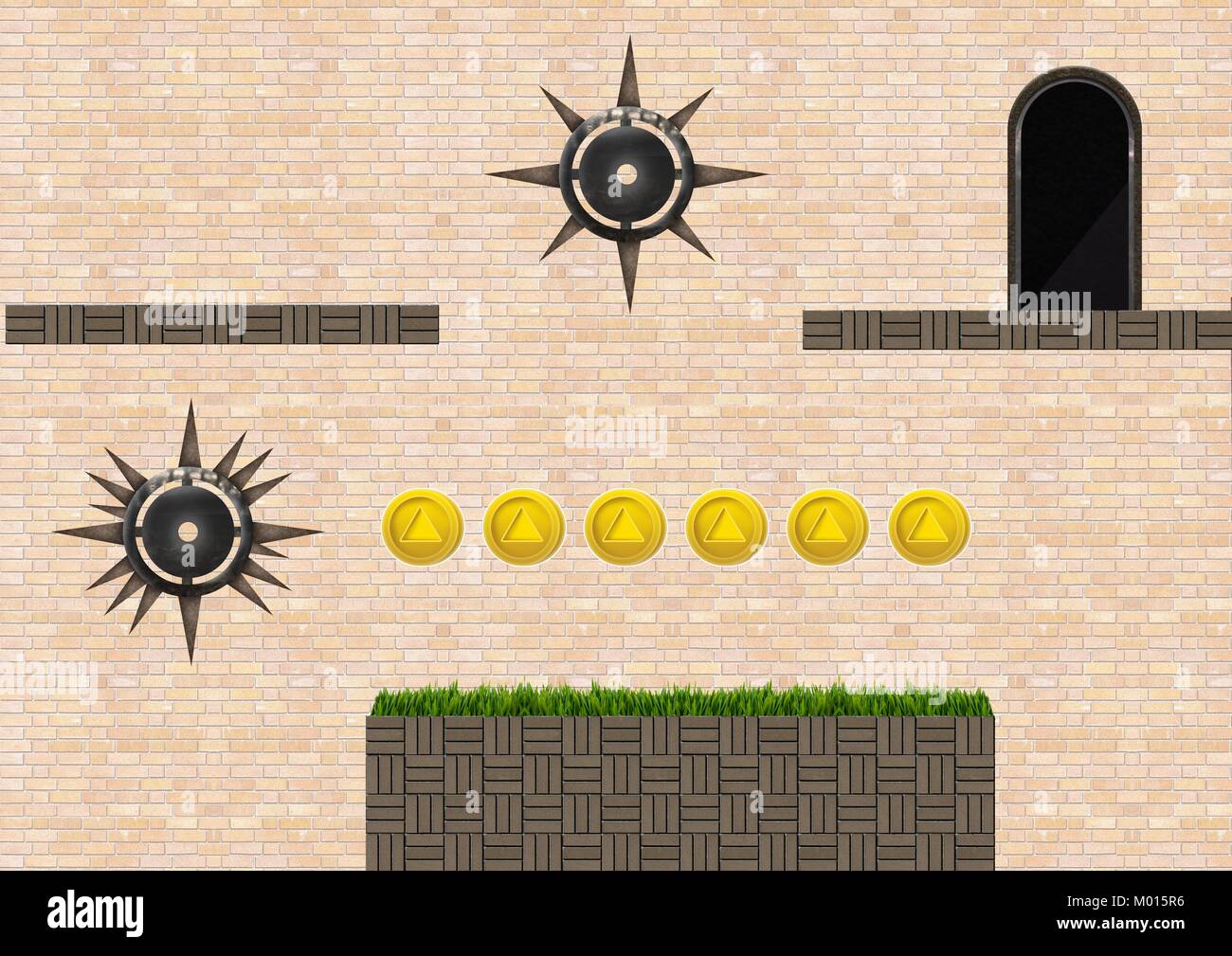 Computer Game Level with coins and traps Stock Photo - Alamy