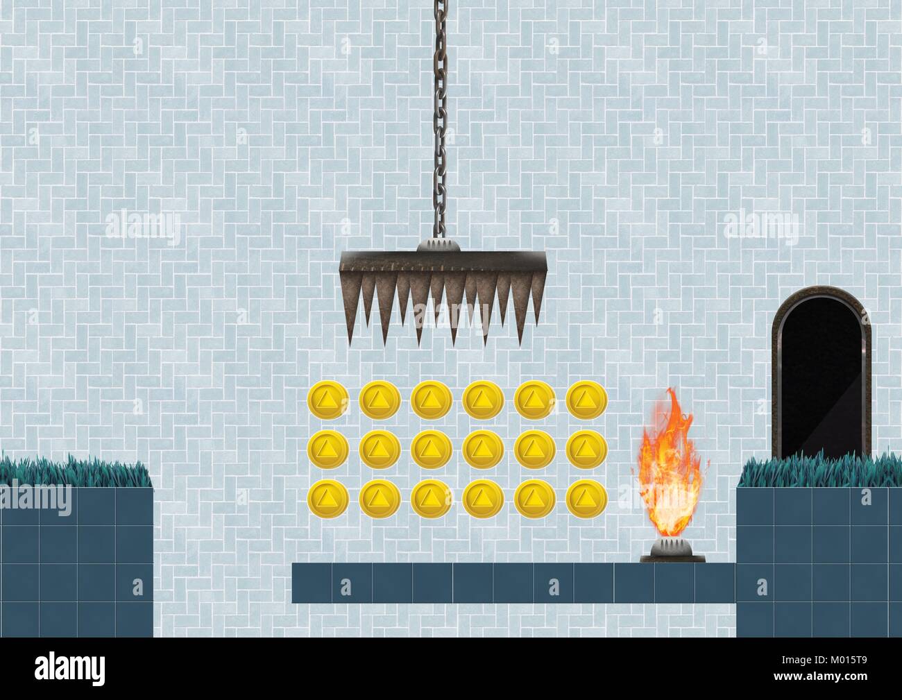 Computer Game Level with coins and traps Stock Photo - Alamy
