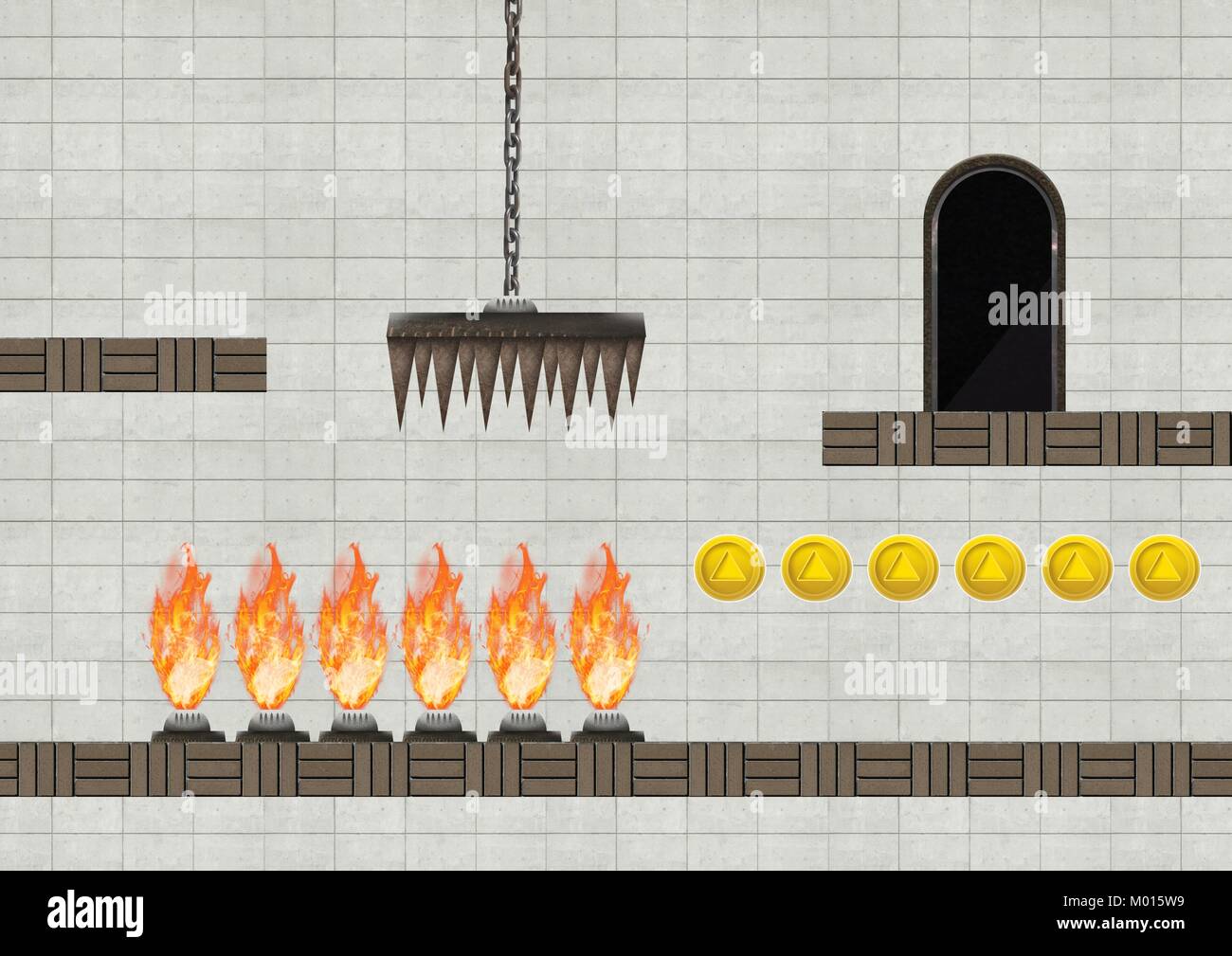 Computer Game Level with traps and coins Stock Photo - Alamy