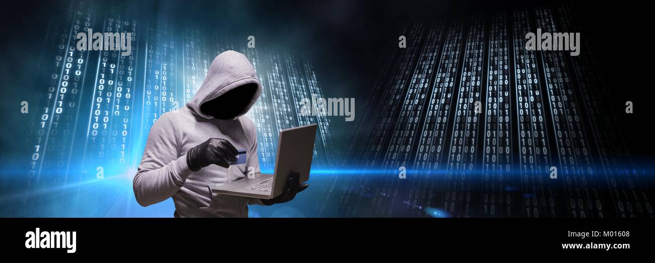 Anonymous hacker with computer code binary interface Stock Photo - Alamy