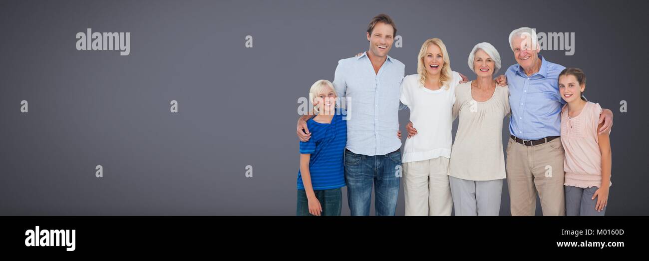 Family generations together with grey background Stock Photo - Alamy