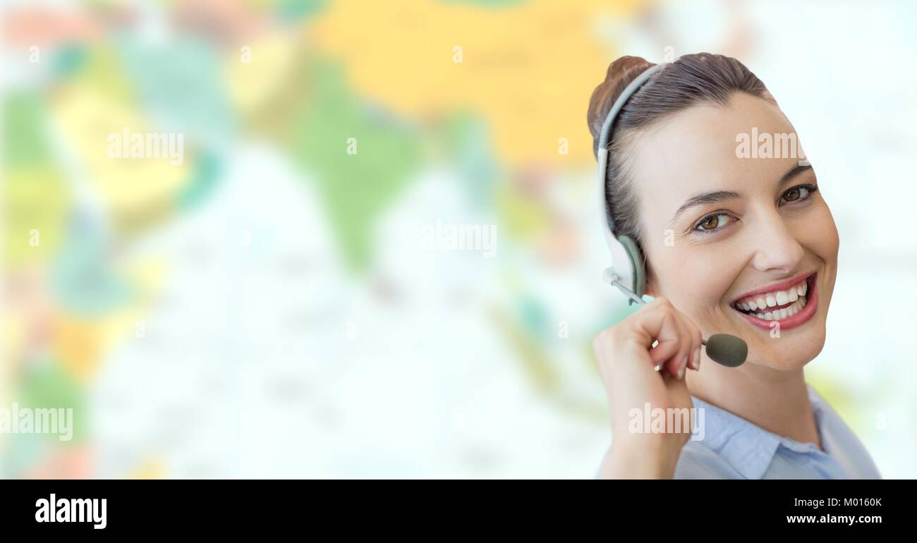 Female worker wearing headset using hi-res stock photography and images - Alamy