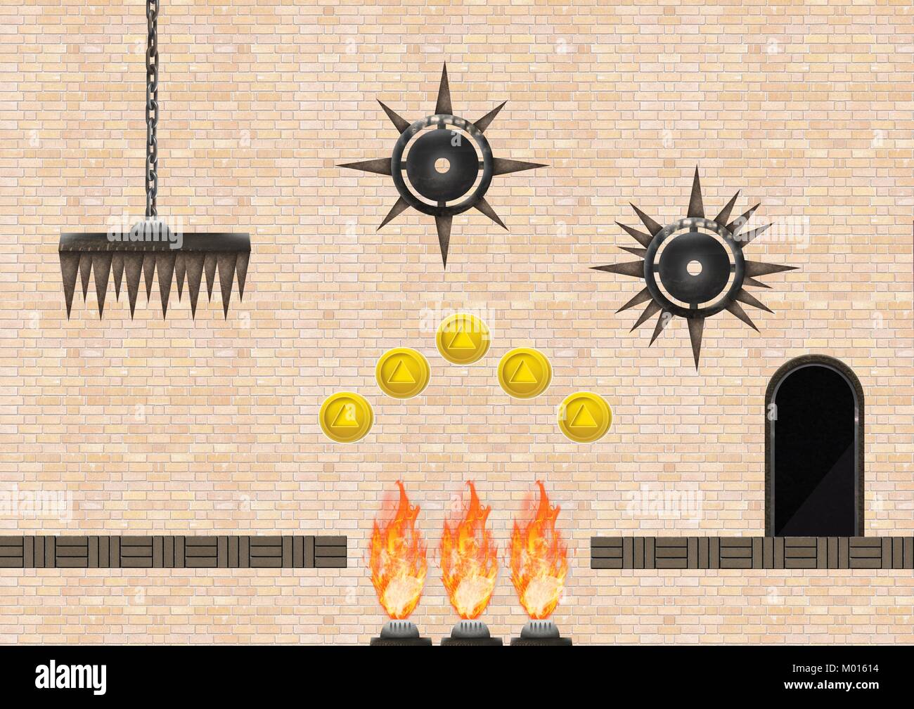 Computer Game Level with coins and traps Stock Photo - Alamy