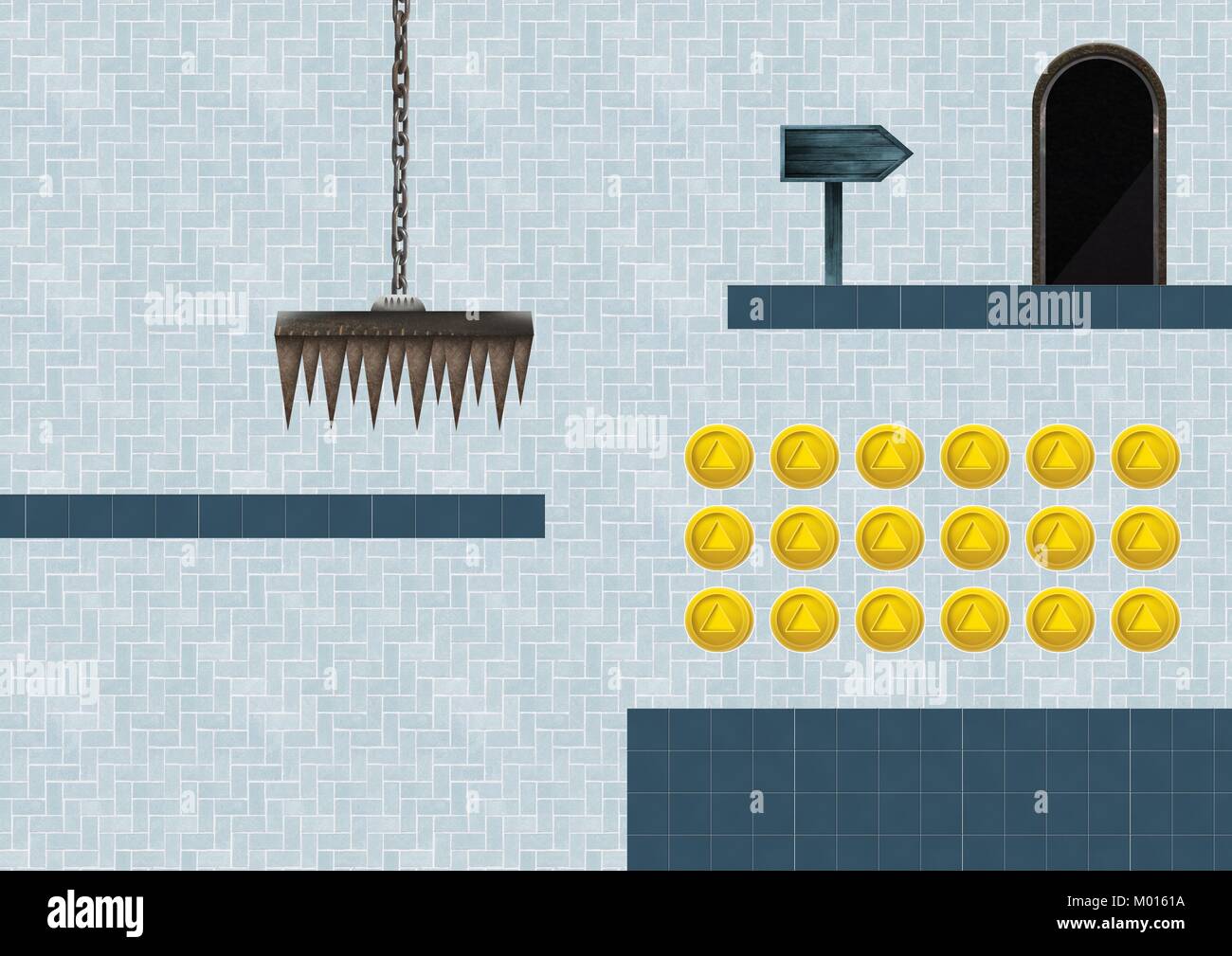 Computer Game Level with coins and trap Stock Photo - Alamy