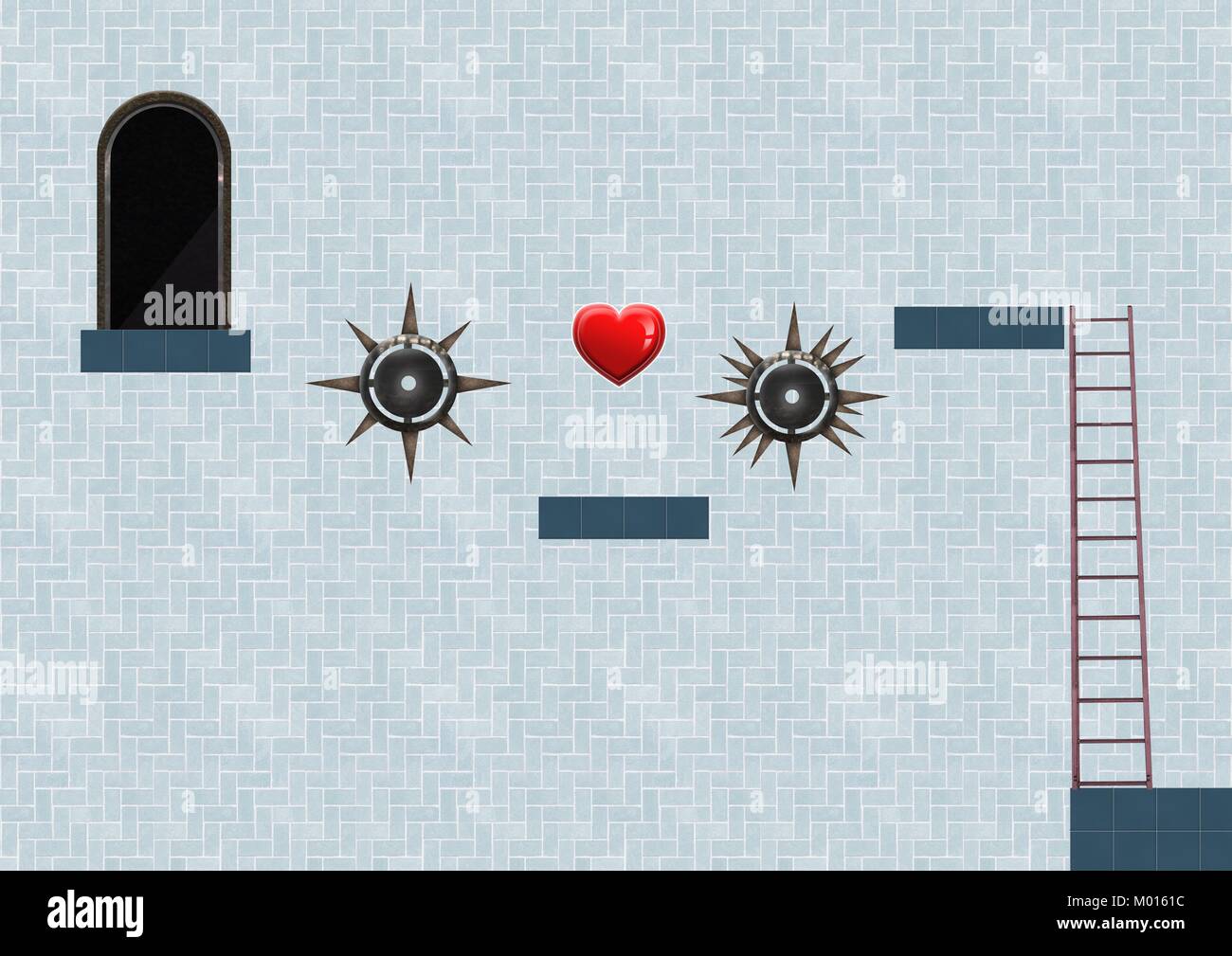Computer Game Level with heart and traps Stock Photo - Alamy