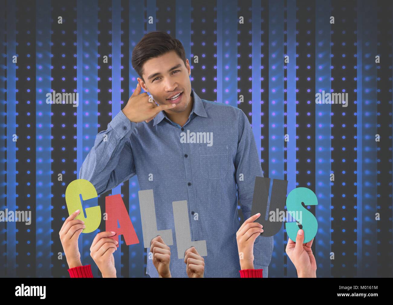 Man showing call hand sign hi-res stock photography and images - Alamy