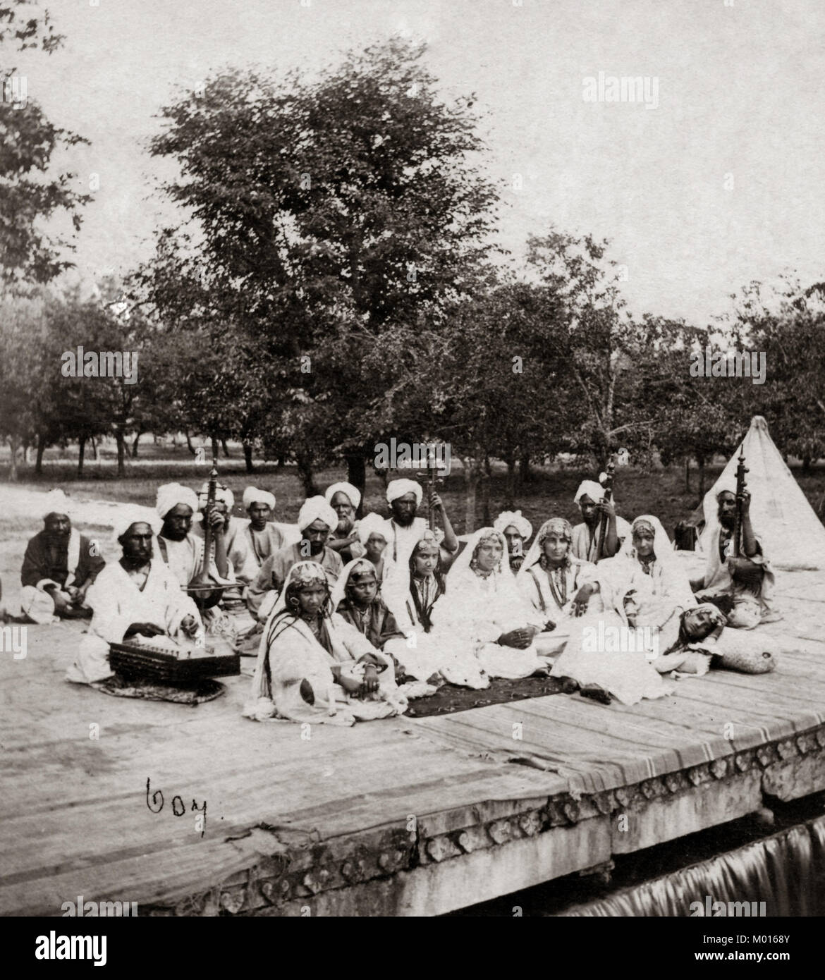 Group of nautch girls and musicians, Kashmir, India, 1860's Stock Photo ...