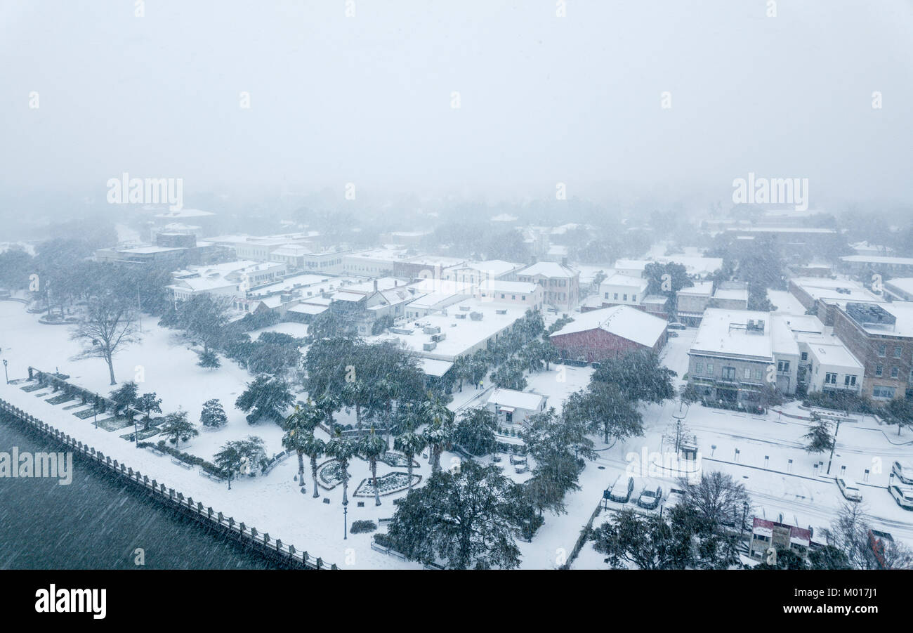 Aerial view of Beaufort, South Carolina during a rare snowstorm Stock ...