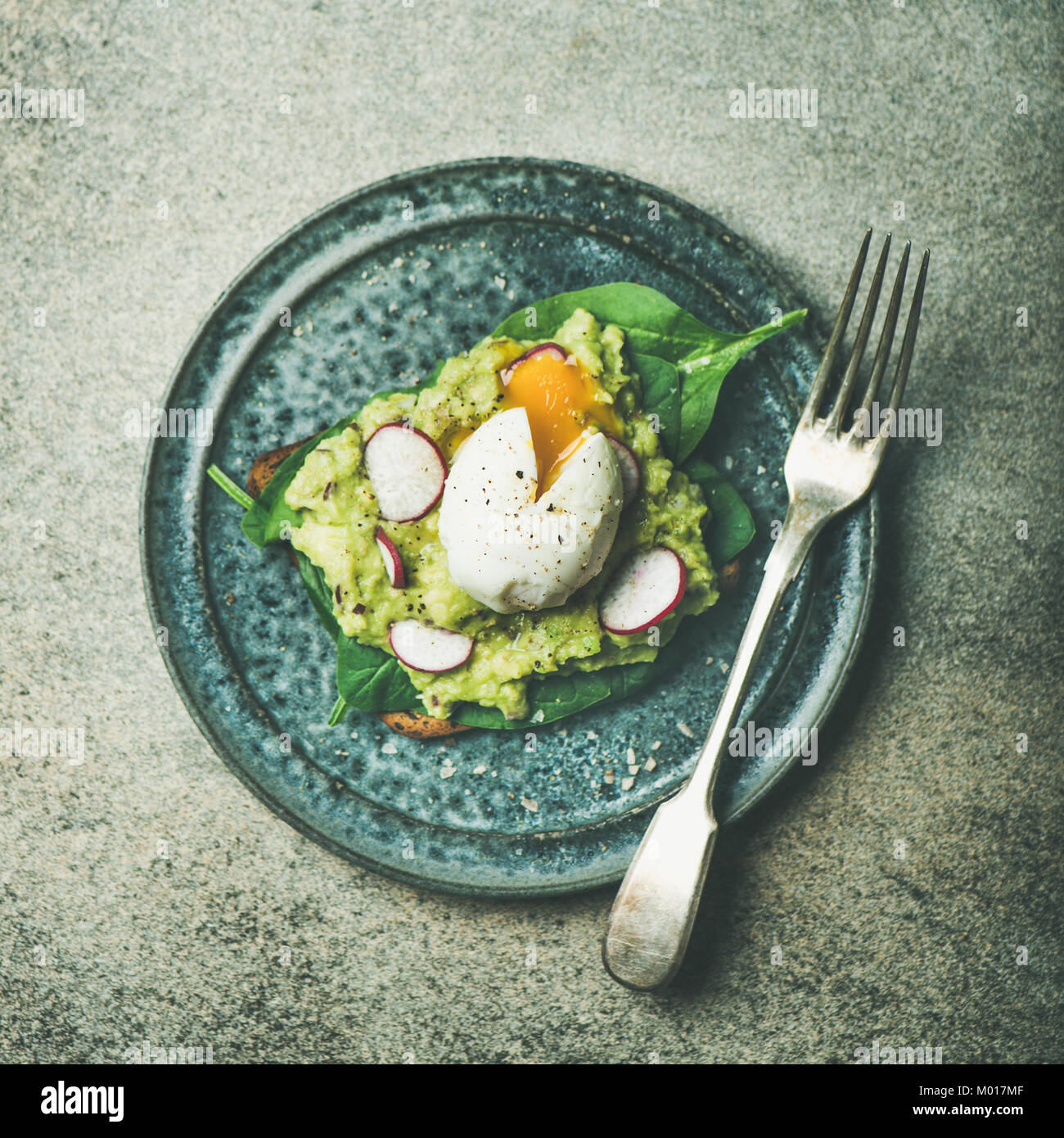 Healthy vegetarian gluten-free breakfast avocado toasts, square crop ...