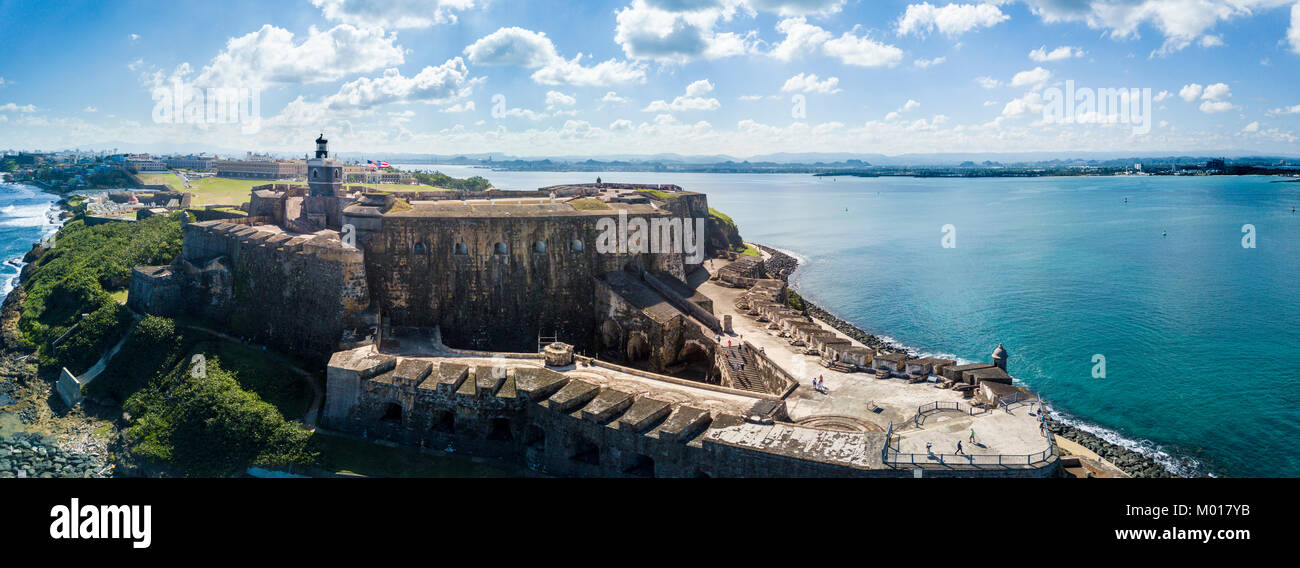 Aerial panorama of El Morro fort and San Juan, Puerto Rico Stock Photo ...