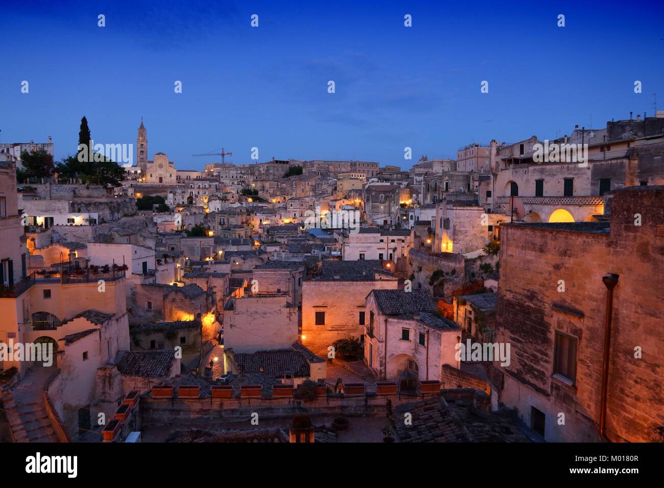 Matera in Southern Italy. Sassi districts of rock and cave houses Stock ...