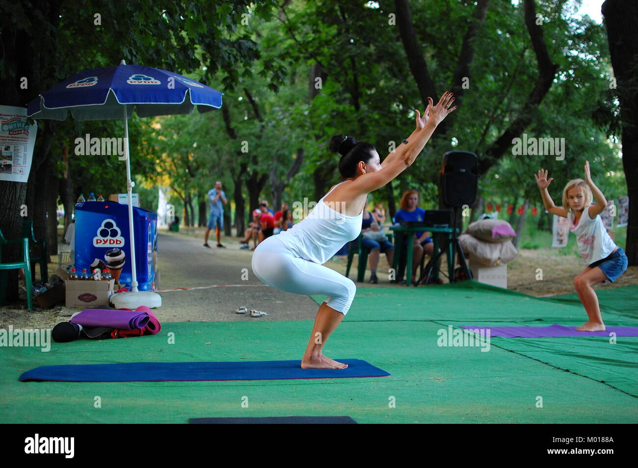 Russia, Volgodonsk - may 19, 2015: Yoga classes Gymnastics for the body ...
