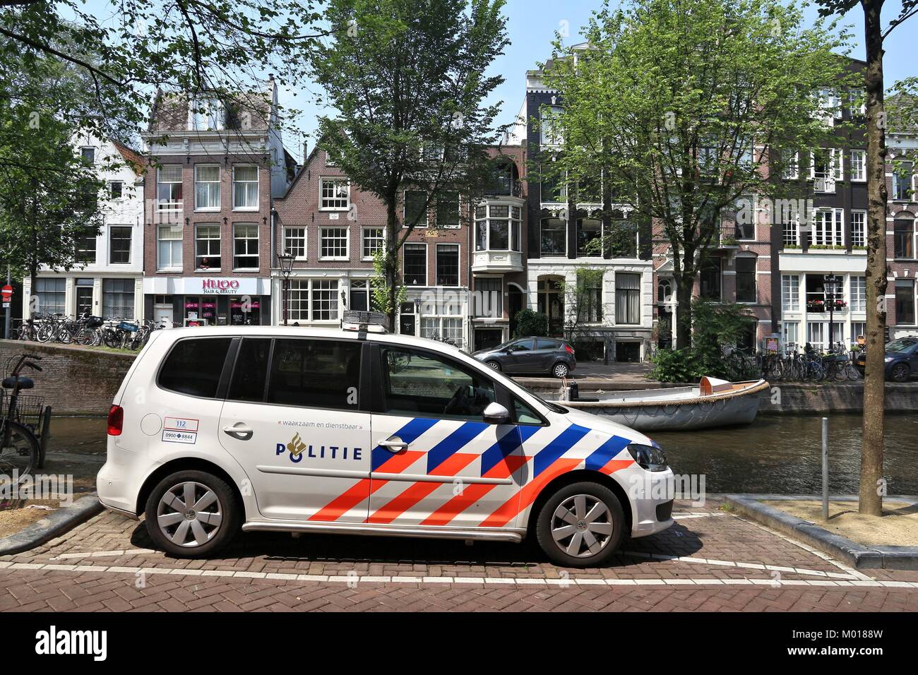 AMSTERDAM, NETHERLANDS - JULY 7, 2017: Police car in Amsterdam ...