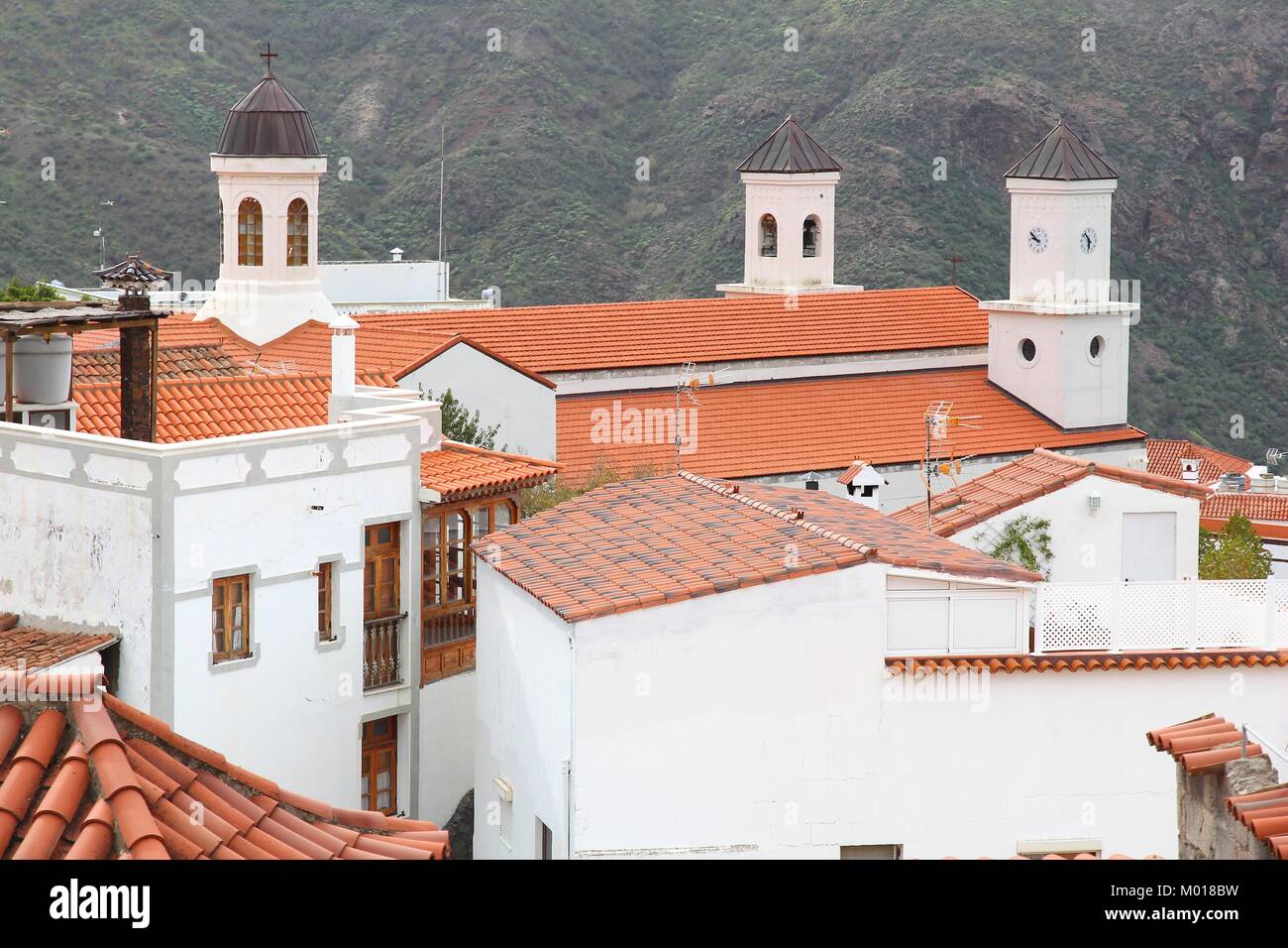 Gran Canaria village - Tejeda. White house town in Spain Stock Photo ...