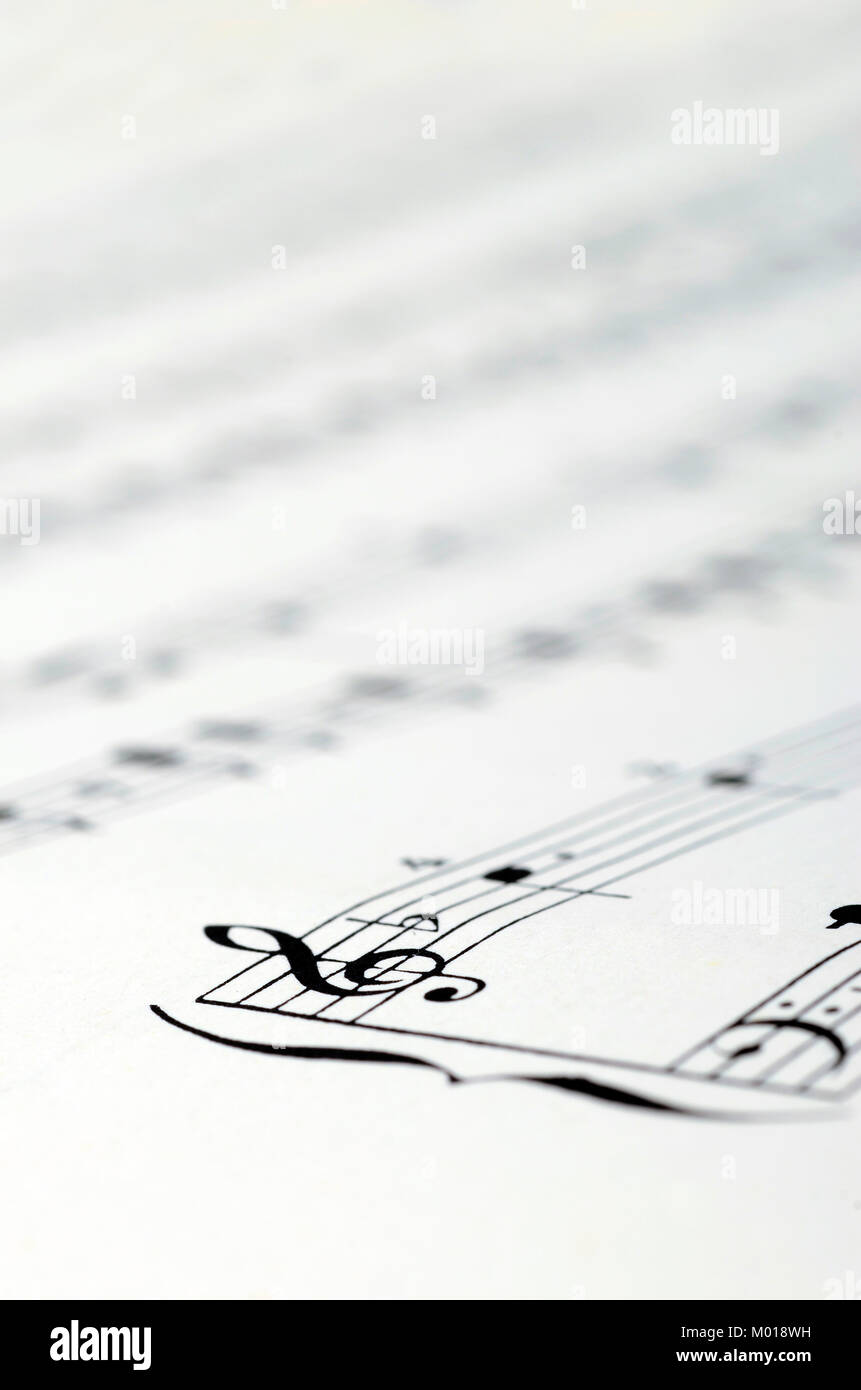 Music score background : piano notes close up Stock Photo - Alamy