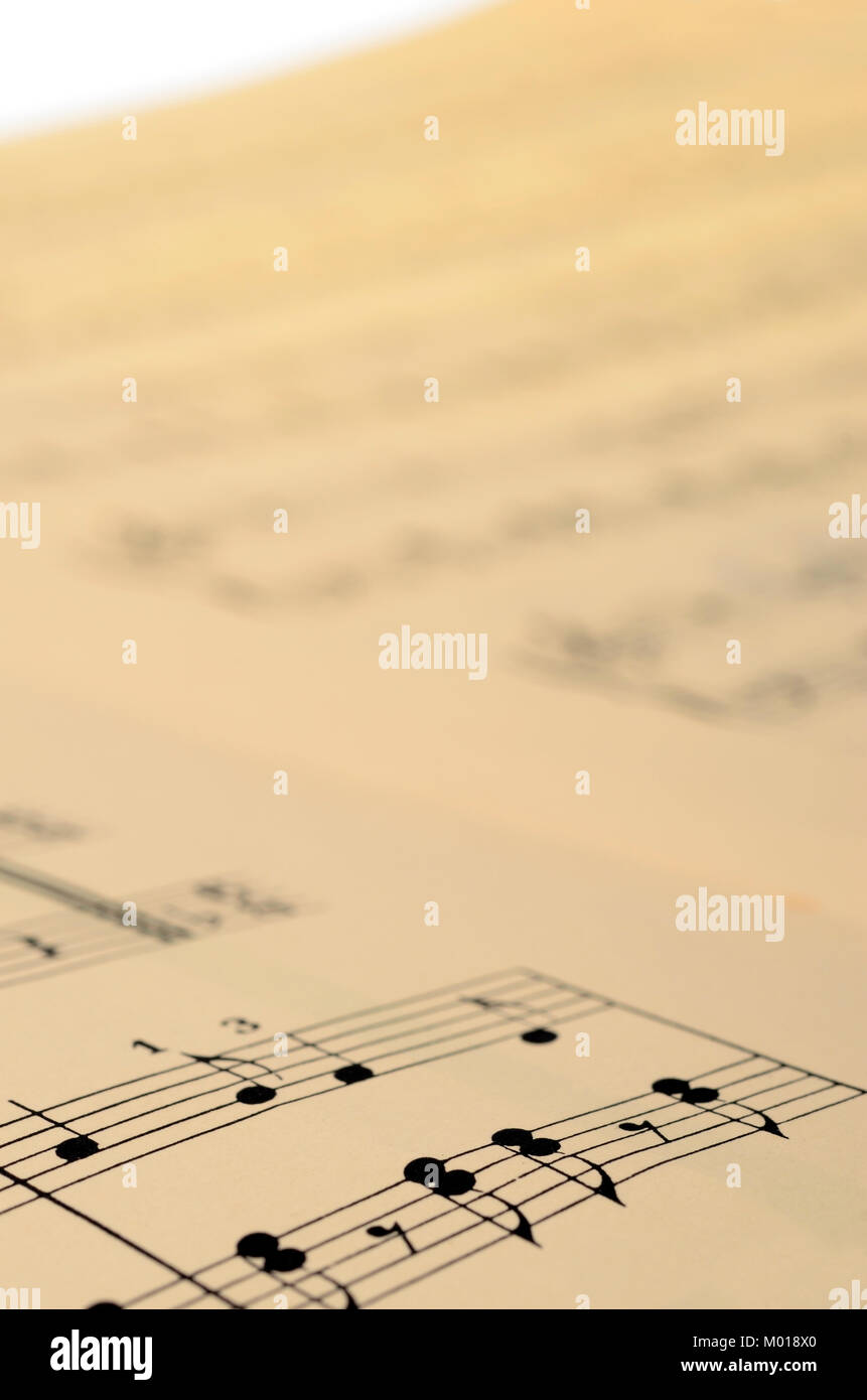 Close up of Music score background : piano notes Stock Photo - Alamy