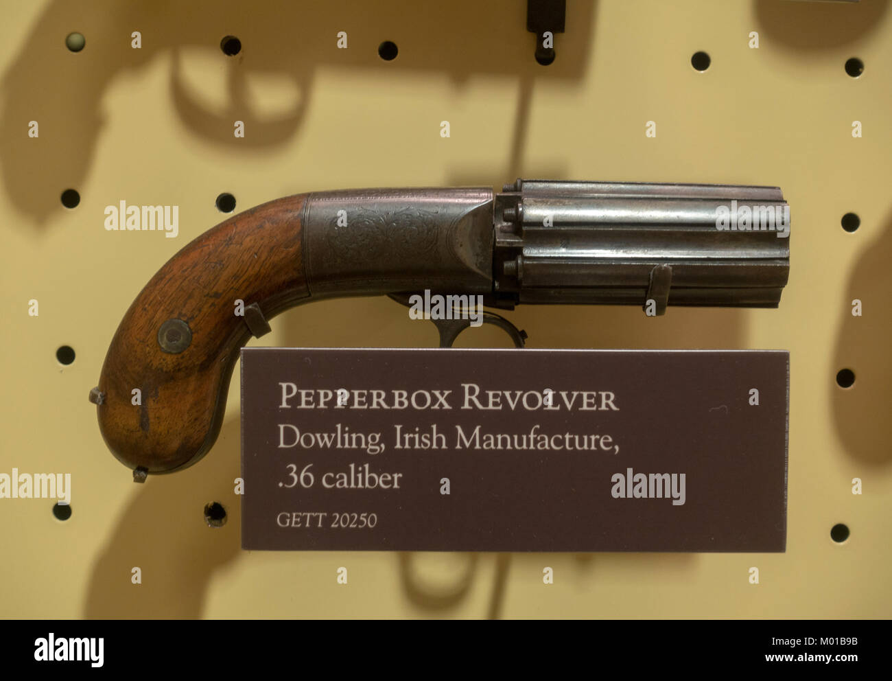 Pepperbox revolver by Dowling, .36 caliber on display in the Gettysburg ...