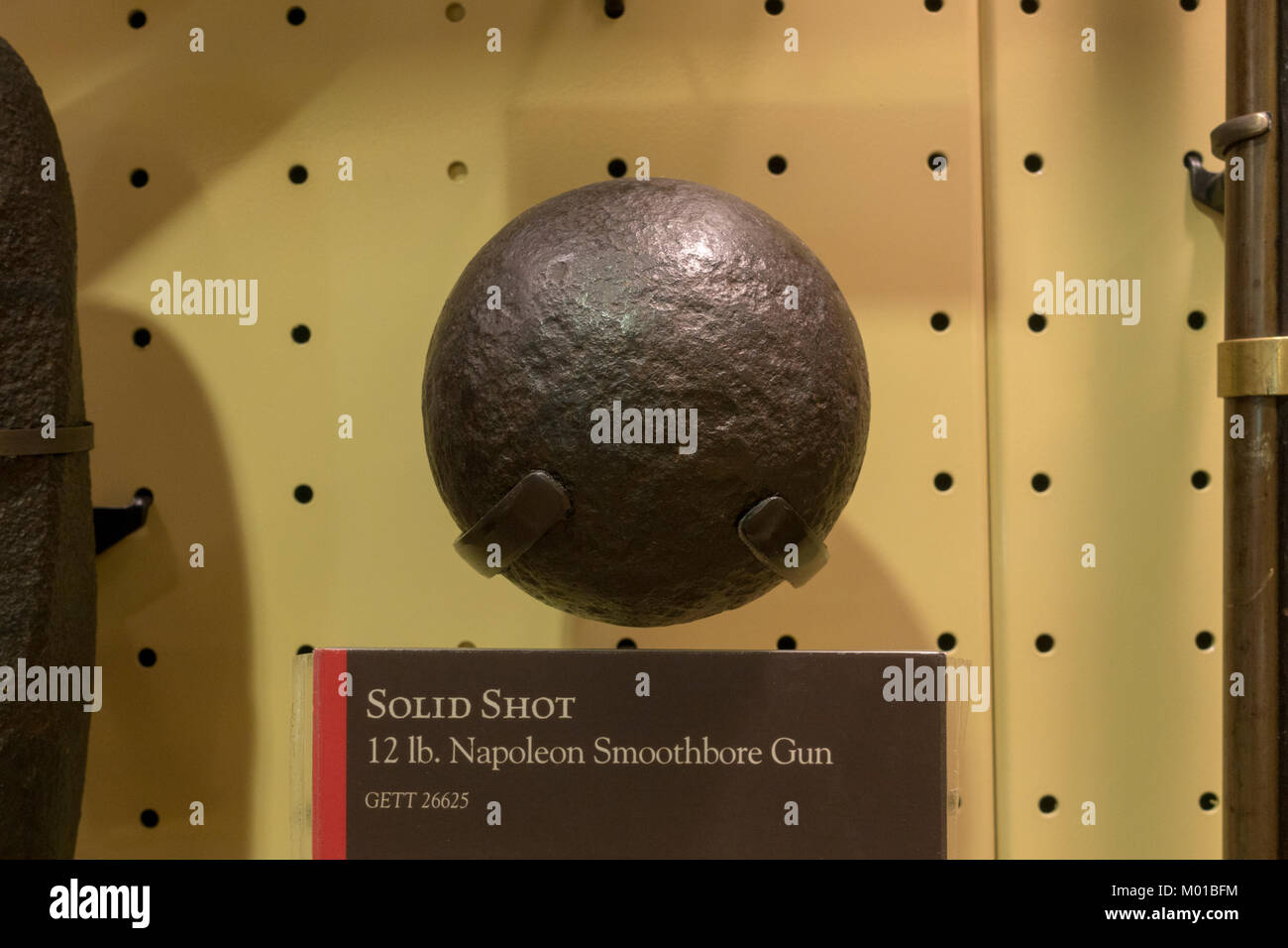 A 12lb Napoleon smoothbore gun solid metal shot on display in the ...