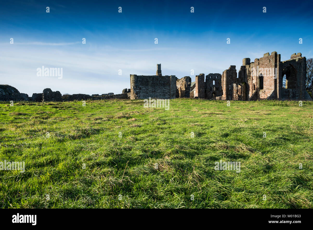 Lindisfarne priory on Holy Island off the Northumberland coast Stock ...