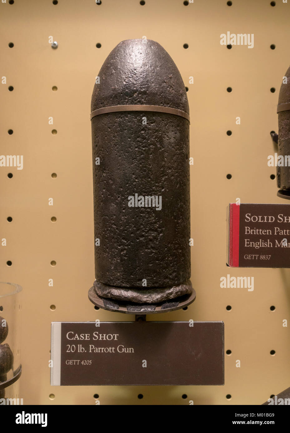 20lb Parrott Gun case shot on display in the Gettysburg Museum and ...