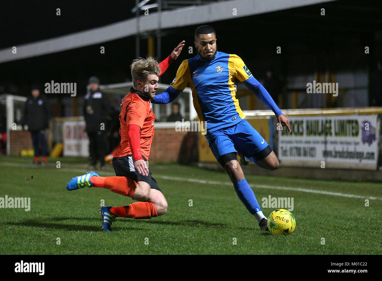 Charlie Yaxley of Ware and Hugo Atkinson of Romford during Romford vs ...