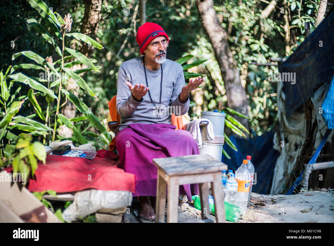Monk living in the forest near of the Panauti, Nepal, Asia Stock Photo ...