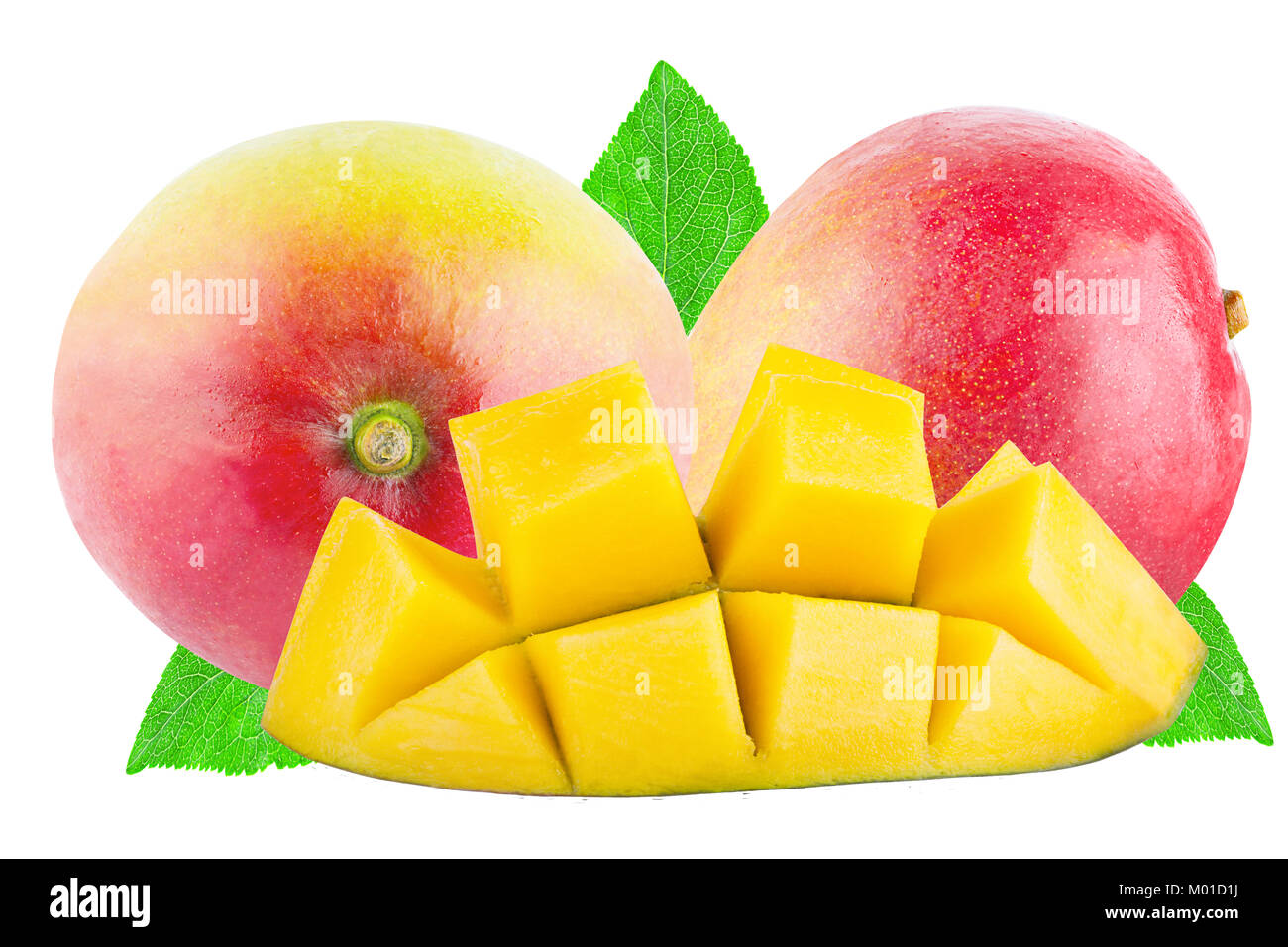 Isolated exotic fruits. Two whole mango and slice isolated on white ...
