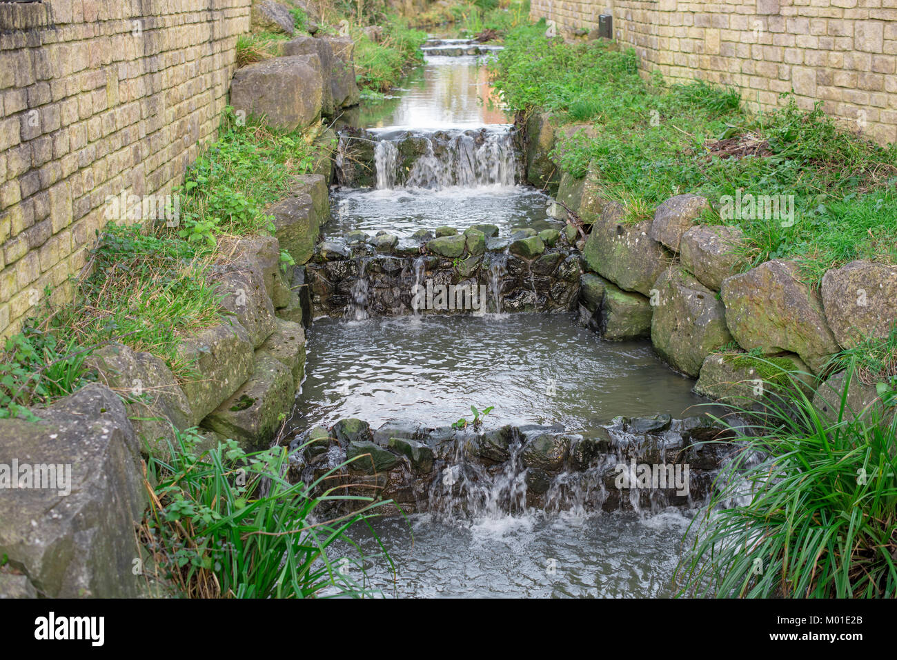 A small river with a weir Stock Photo - Alamy