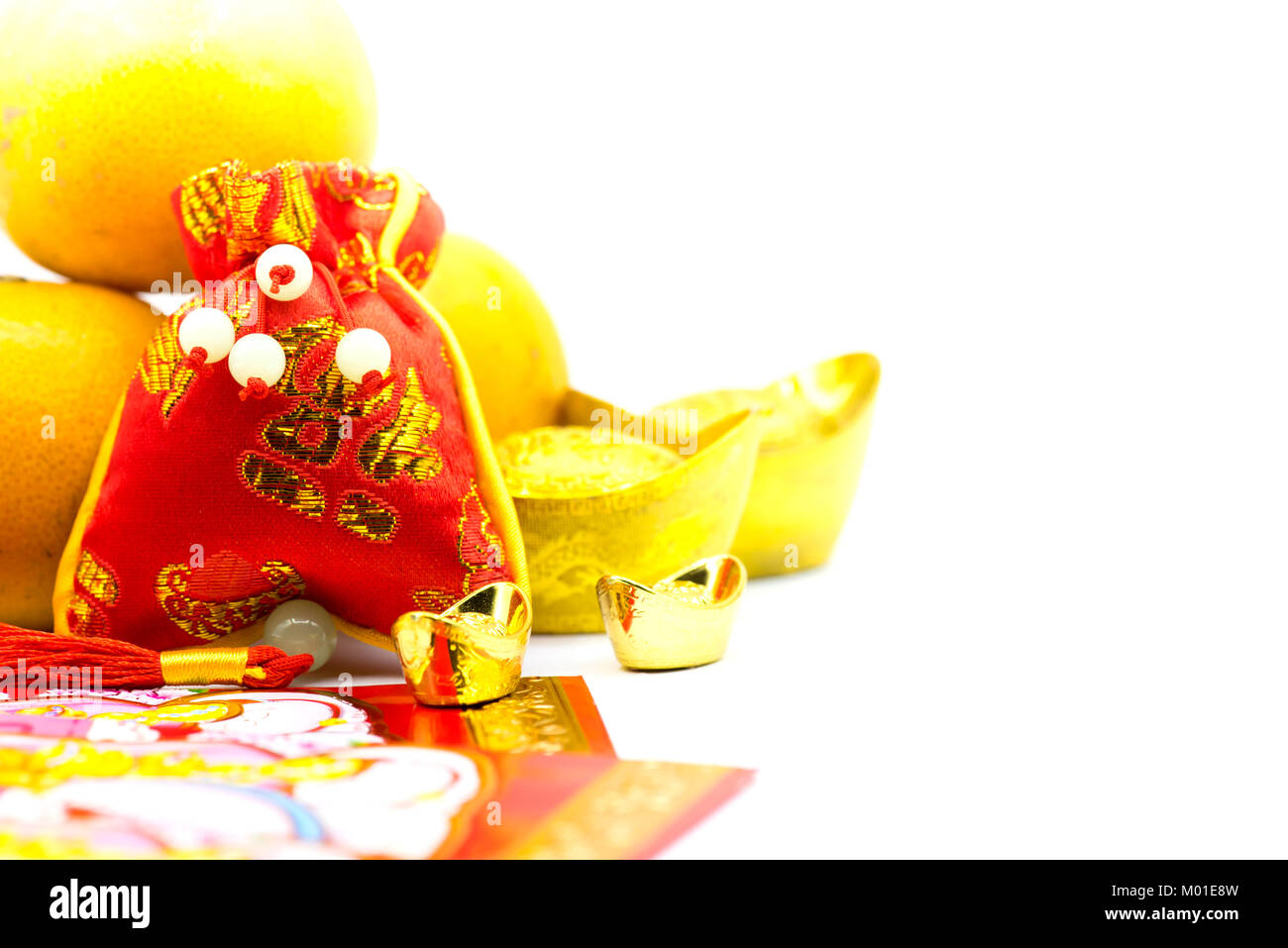 Chinese New Year, Chinese gold ingots and Traditional chinese style ...