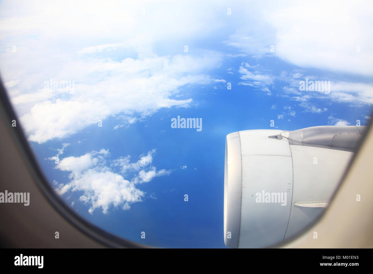 blue sky out of airplane window Stock Photo - Alamy
