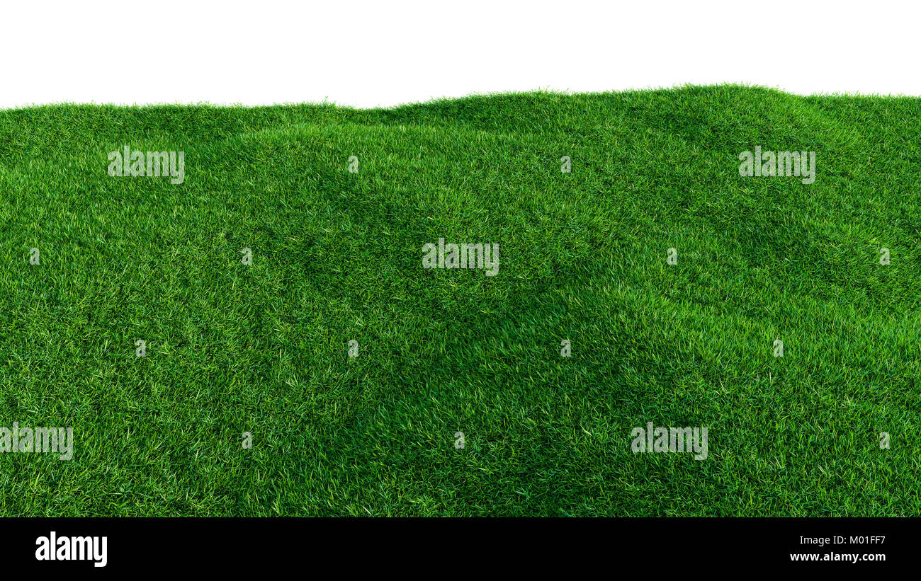 Green grass field on small hills, isolated Stock Photo - Alamy