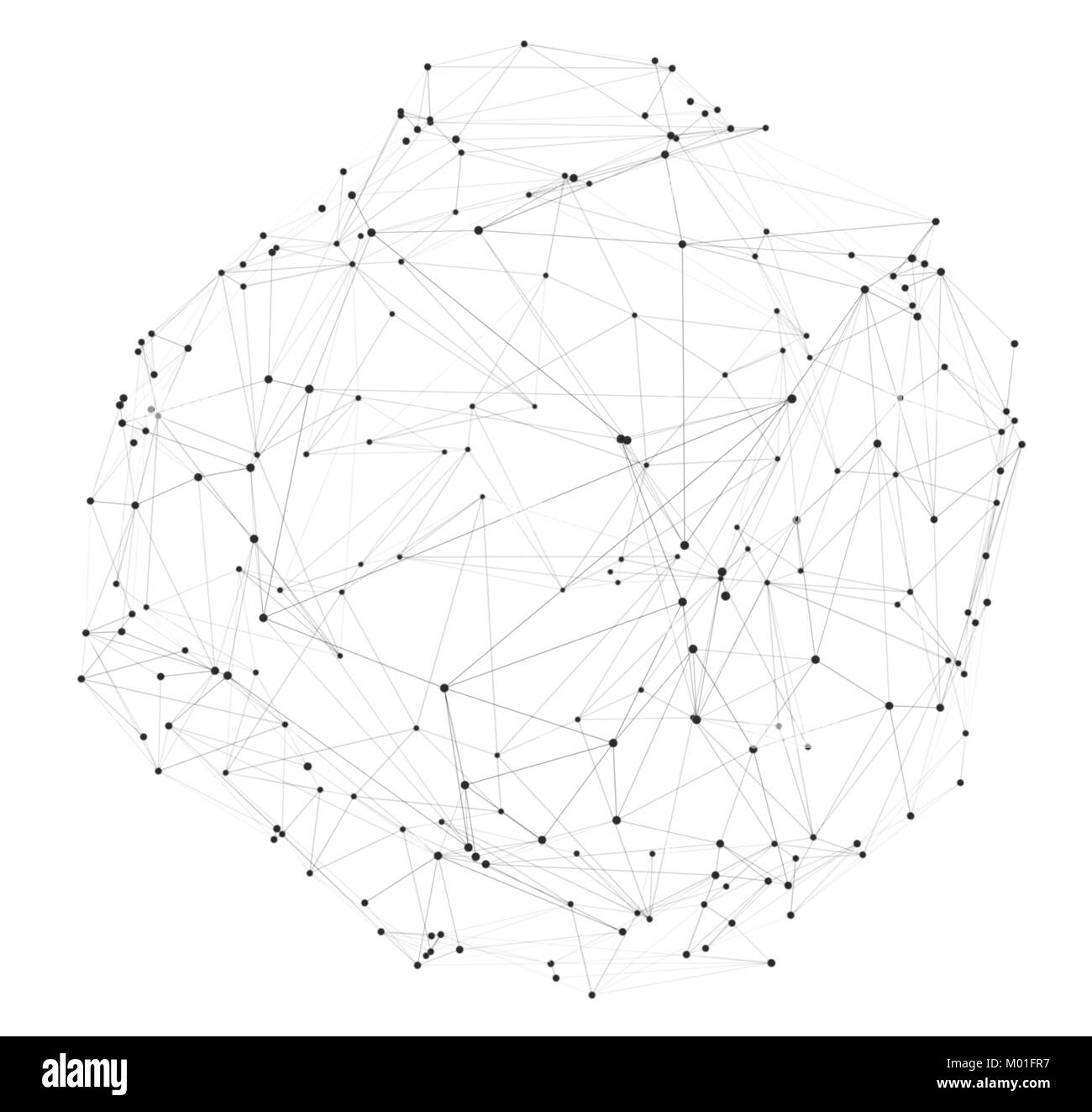 Sphere with Connected Lines and Dots Stock Photo - Alamy