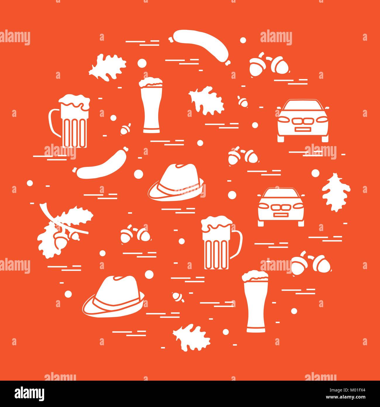 Vector illustration with various symbols of Germany arranged in a ...