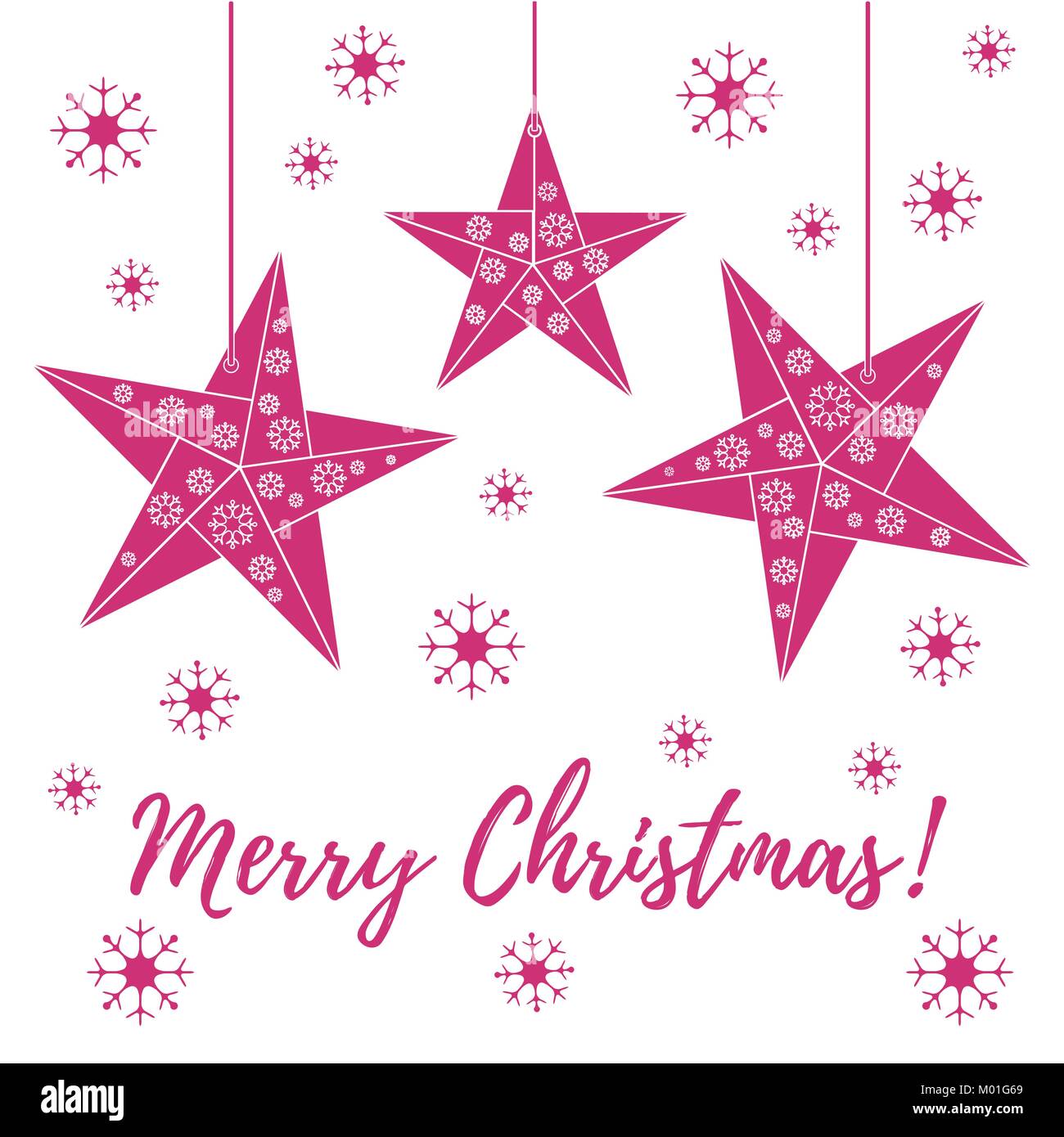 Vector illustration with snowflakes and three stars origami folded and ...