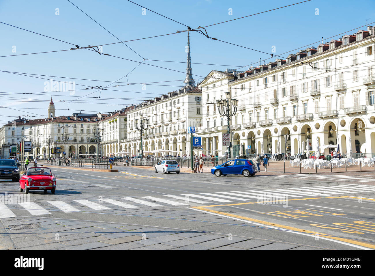 Turin, Italy: historical square of Piazza Vittorio Veneto with typical ...