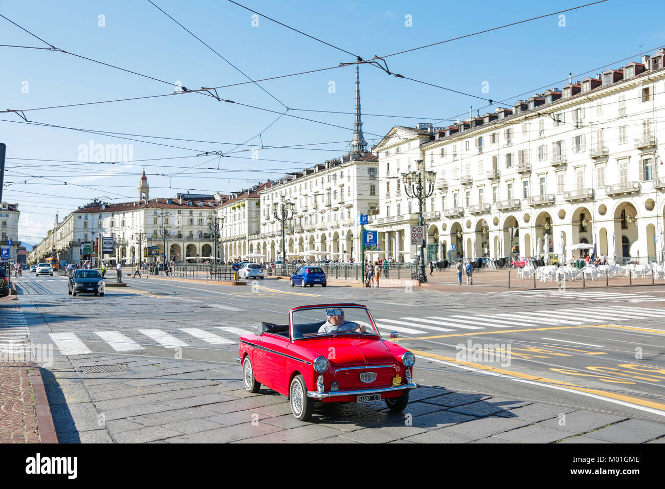 Turin, Italy: historical square of Piazza Vittorio Veneto with typical ...