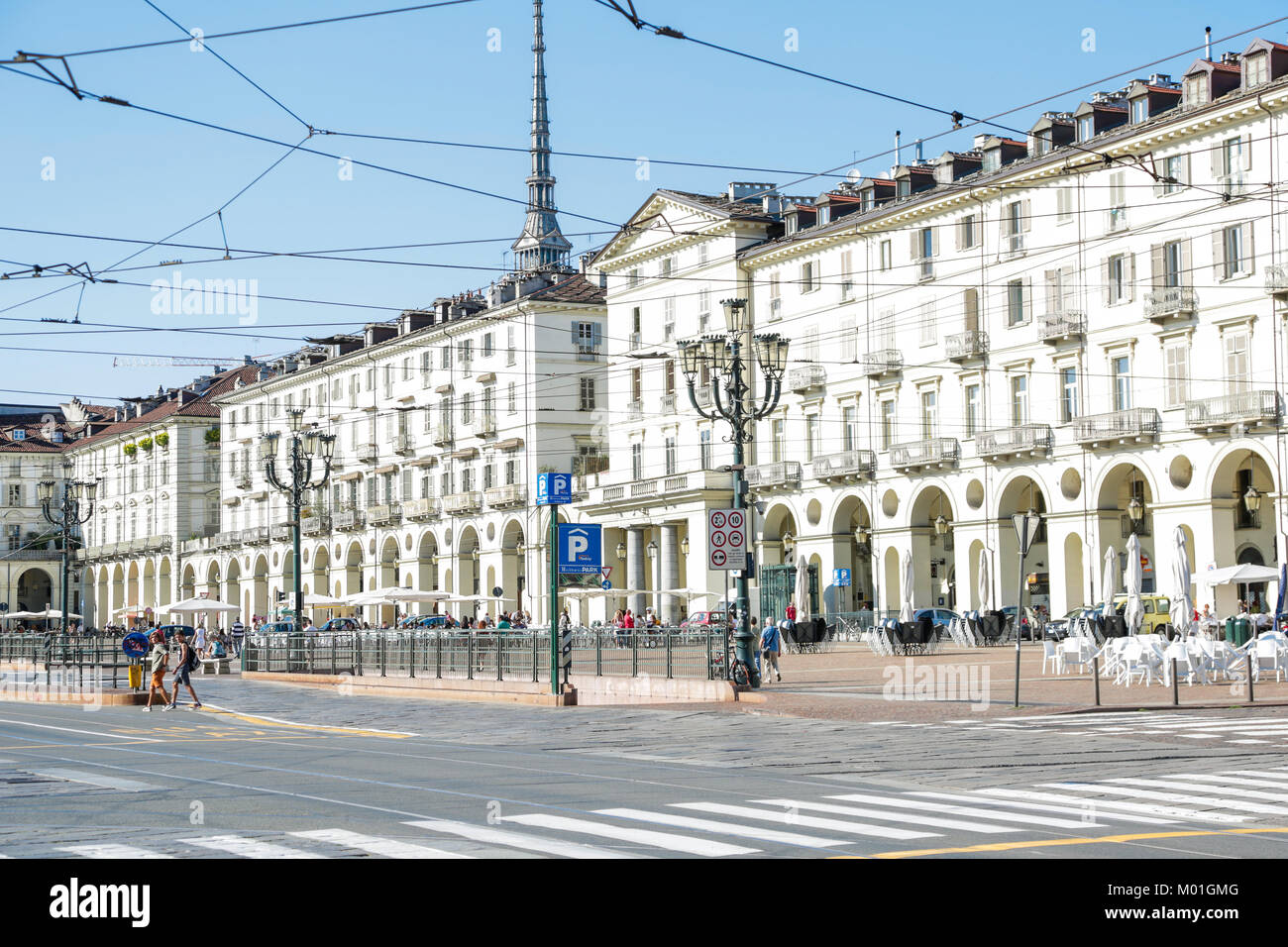Turin, Italy: historical square of Piazza Vittorio Veneto with typical ...