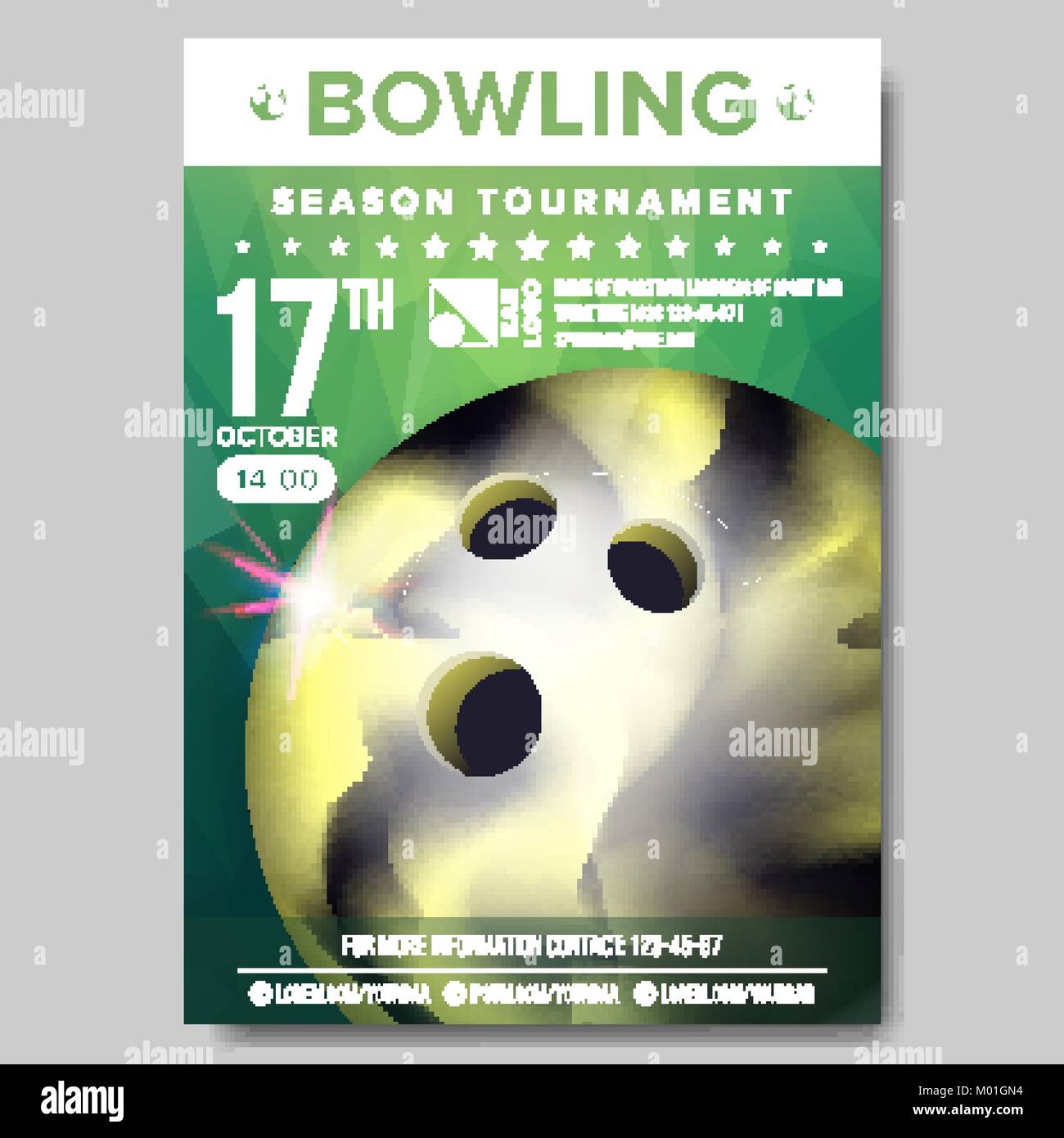 Bowling Poster Vector. Sport Event Announcement. Banner Advertising ...