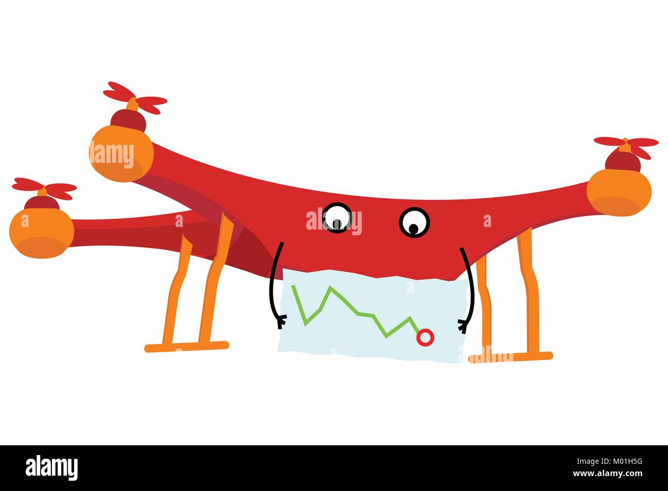 Illustration of comic-style drone reading a map with the way to its ...