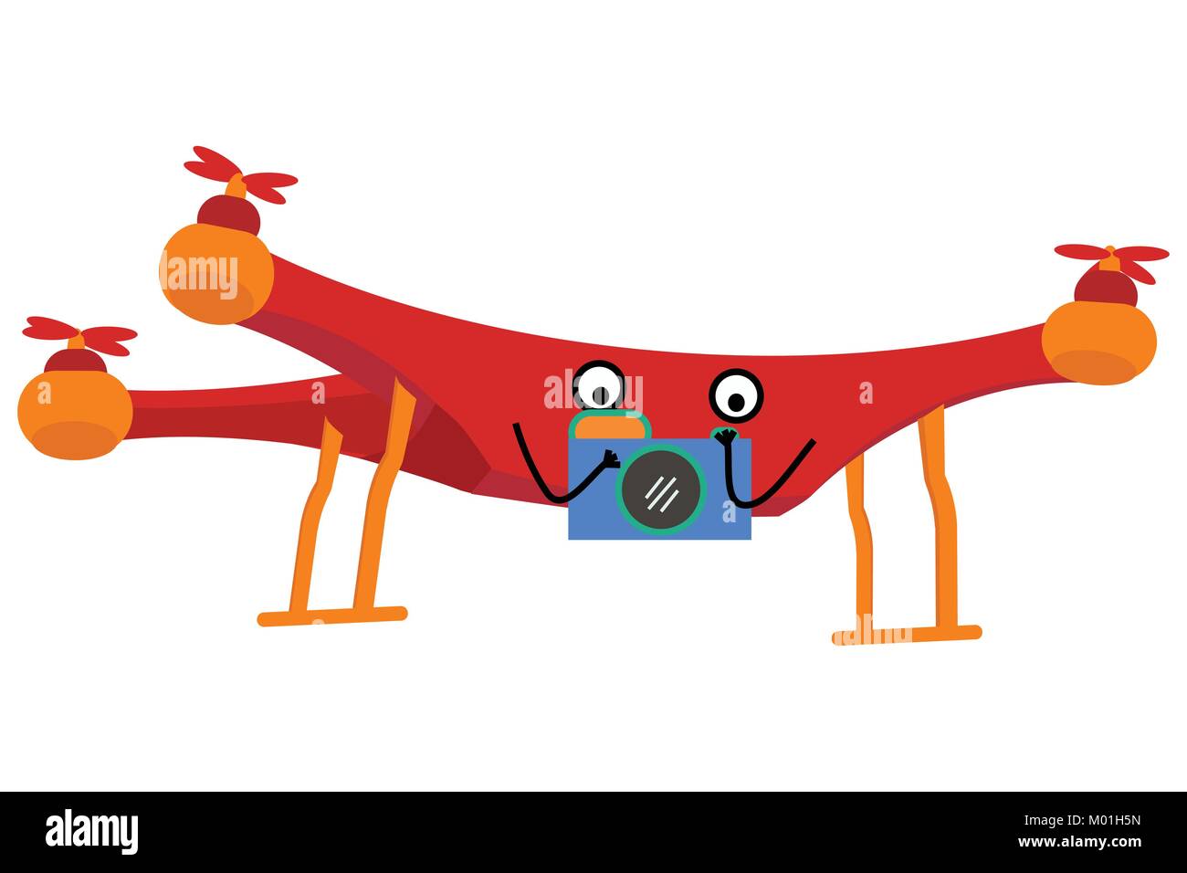 Illustration of photo-taking autonomous drone in comic-style, vector of ...