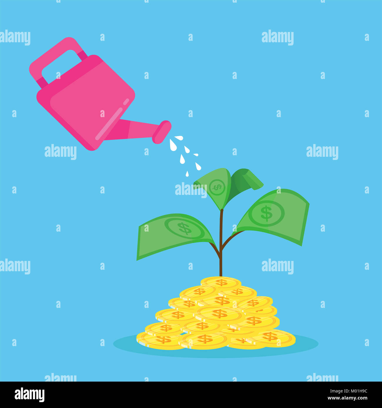 Growing money tree flat vector graphic background about invertment ...